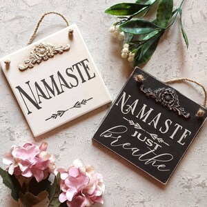 Yoga Studio Sign, Yoga in Session, Namaste Wood Sign, Meditation Room ...