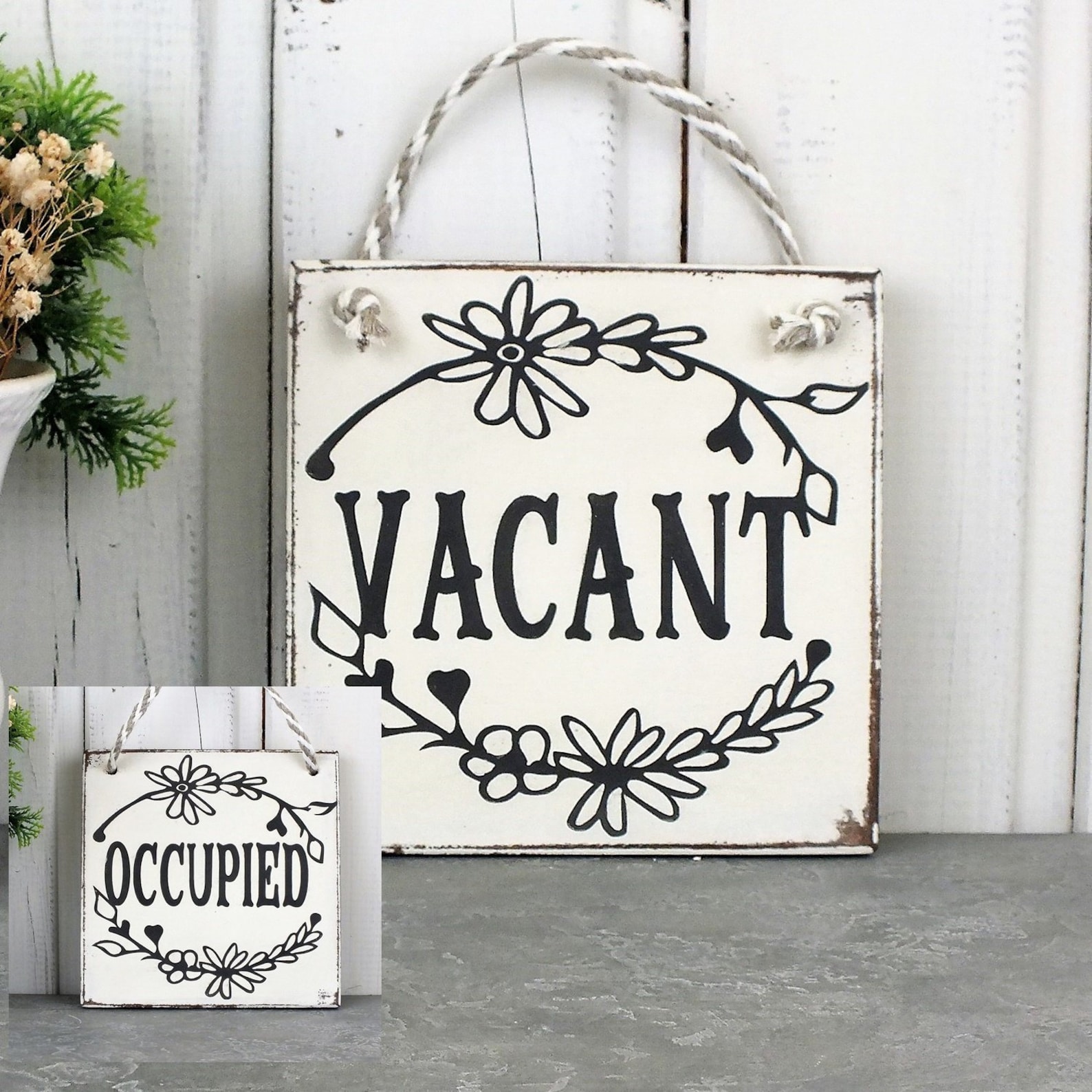 Vacant Occupied Toilet Door Sign Rustic Bathroom Wood Plaque - Etsy