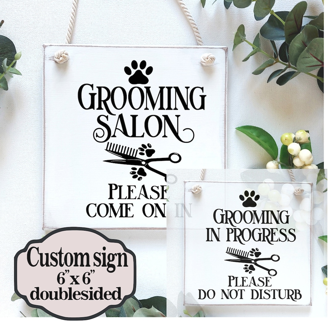 Grooming Salon Sign, Dog Spa Sign, Double Sided Business Door Signs ...