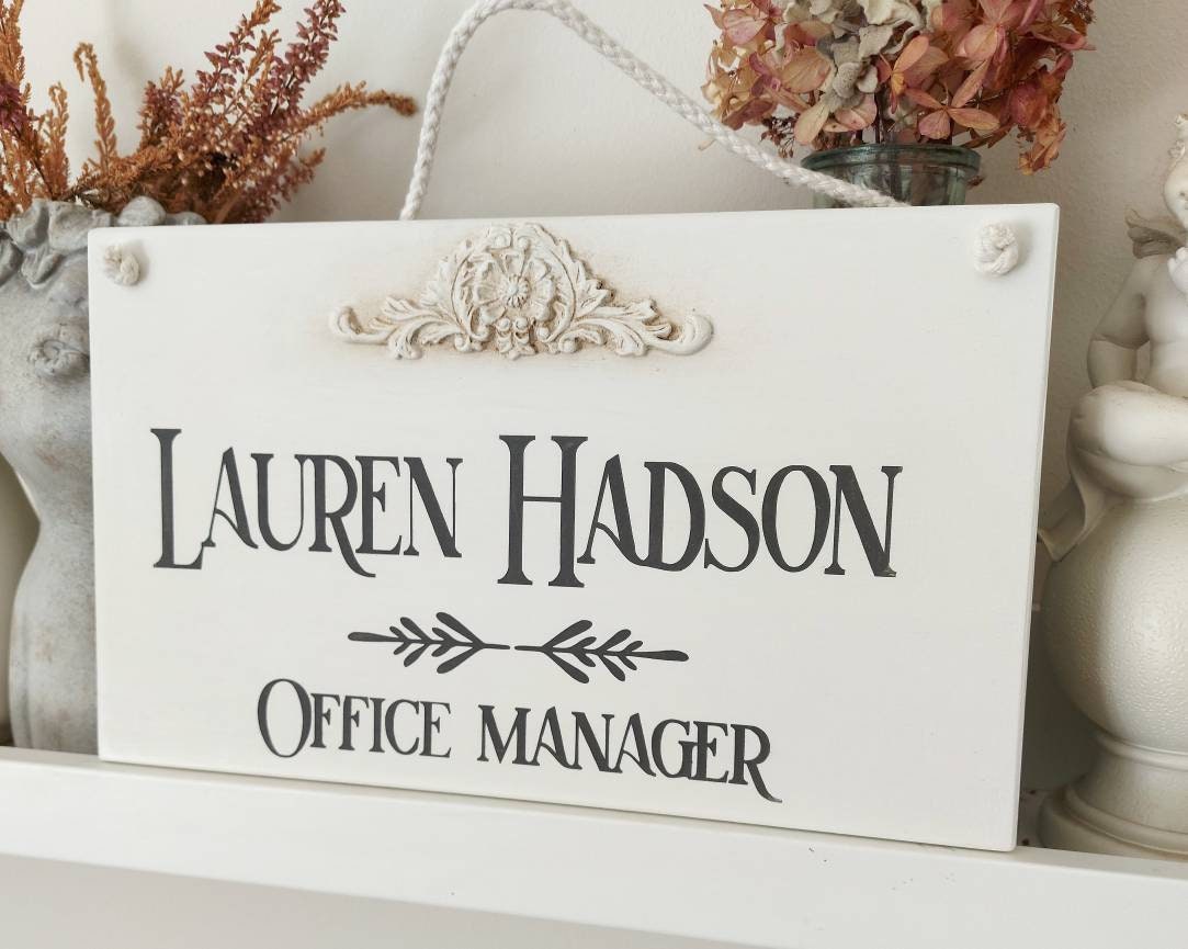 Custom Name Plate, Hanging Office Door Sign With Name and Job Title - Etsy