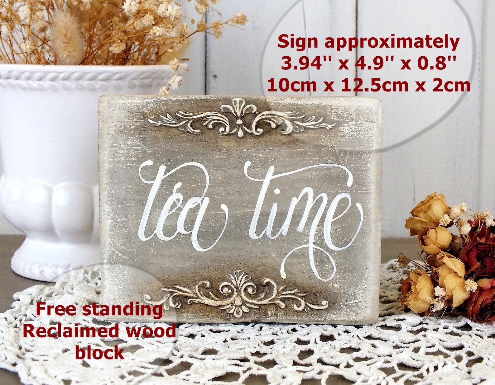 Tea Time Wood Sign Rustic Tiered Tray Mini Accent Tea Lover | Etsy