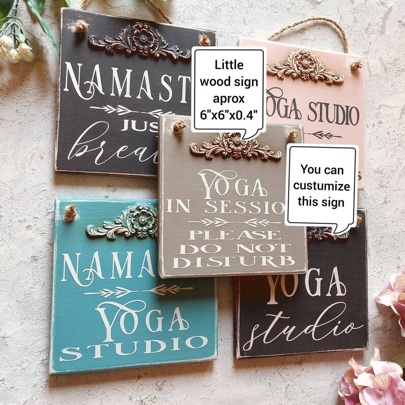 Yoga Studio Sign Yoga in Session Namaste Wood Sign | Etsy