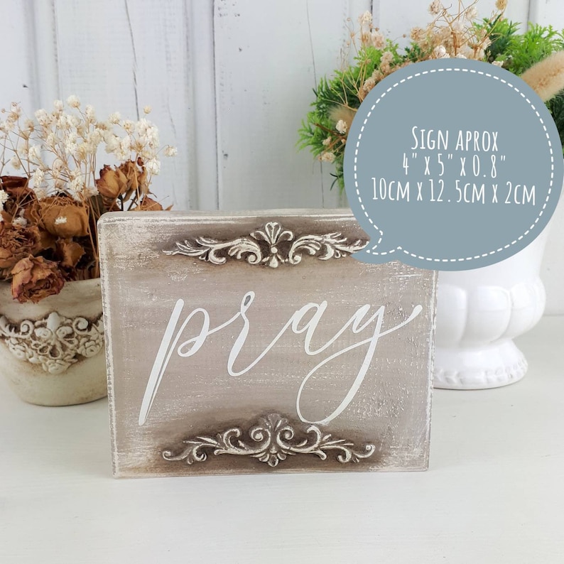 Pray sign Mini farmhouse decor Prayer wood sign Rustic | Etsy