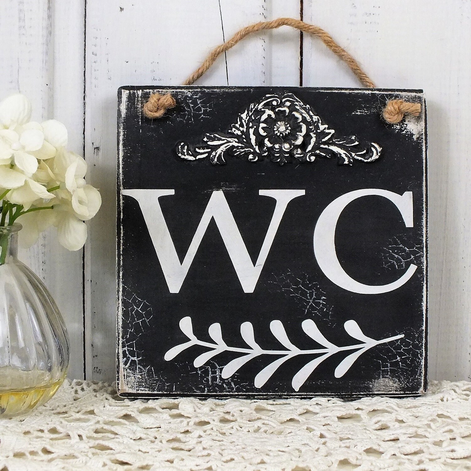 Toilet Door Sign Vintage Farmhouse Style WC Wood Sign Black - Etsy