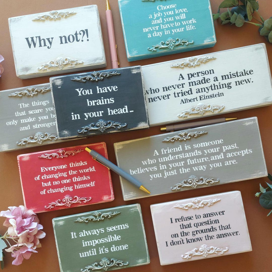 Custom Wood Sign, Personalized Office Desk Decor, Positivity Quotes for ...