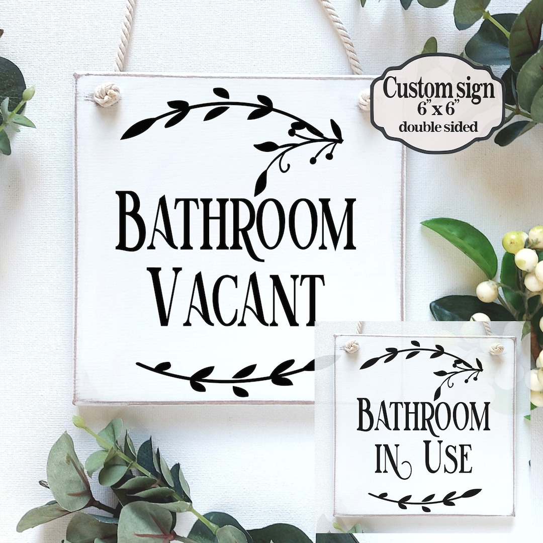 Bathroom Vacant Sign, Bathroom in Use Sign, Farmhouse Hanging Custom ...
