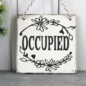 Vacant Occupied Toilet Door Sign, Rustic Bathroom Wood Plaque, Hanging ...