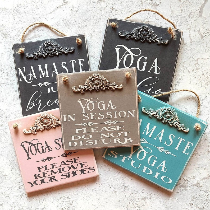 Yoga Studio Sign Yoga in Session Namaste Wood Sign | Etsy
