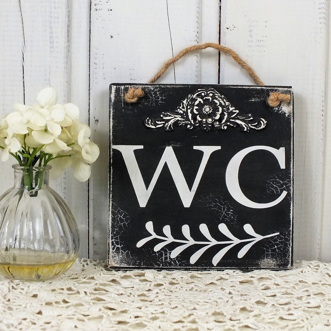 Toilet Door Sign Vintage Farmhouse Style WC Wood Sign Black - Etsy