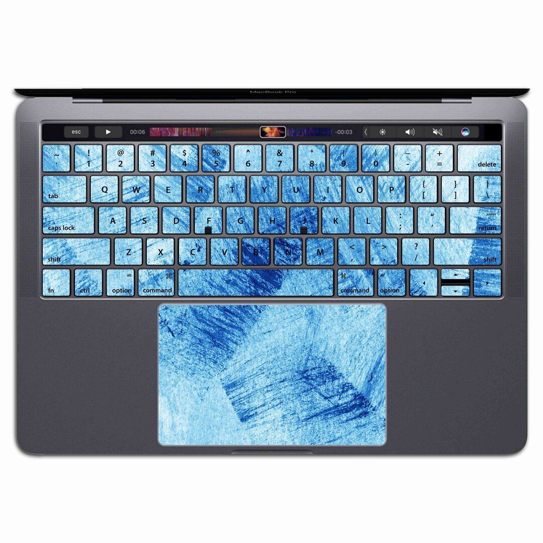 MacBook Keyboard Stickers Blue MacBook Keyboard Decal Watercolour Vinyl ...