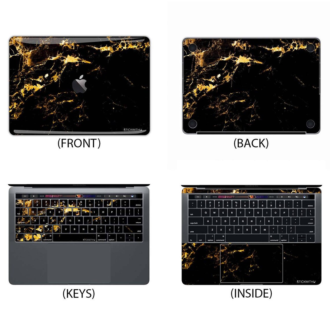 Black Marble Macbook Skin Gold Marble Macbook Decal Macbook | Etsy