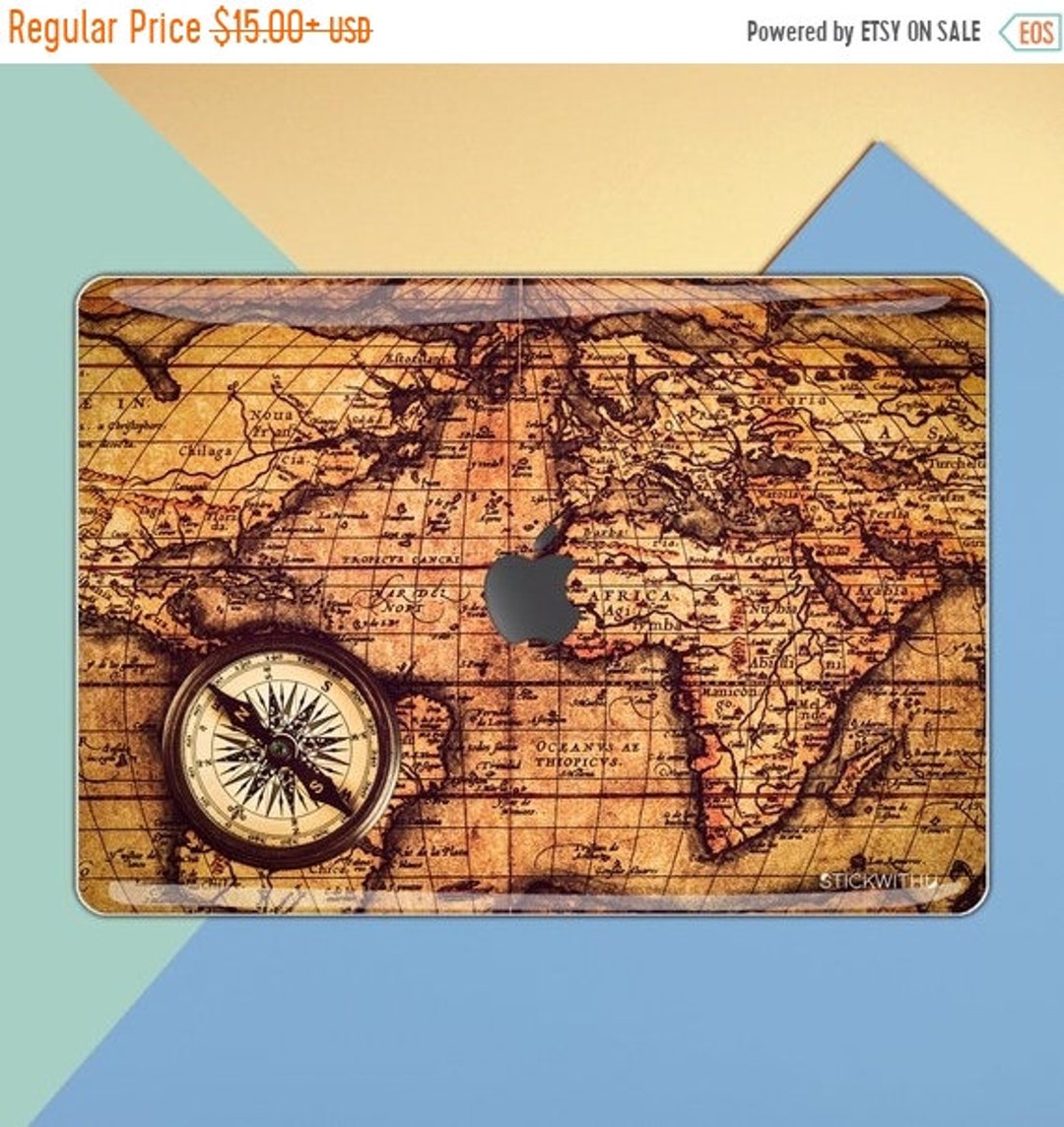 World Map MacBook Decal Travel MacBook Sticker Vintage MacBook Skin ...