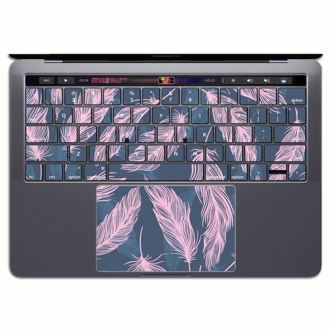 MacBook Keyboard Stickers Pink MacBook Keyboard Decal Feather Vinyl Pro ...