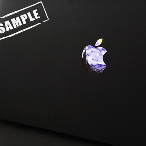 Apple MacBook Decal Apple Logo MacBook Sticker GLOWING Apple Decal Blue ...