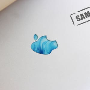 Apple MacBook Decal Apple Logo MacBook Sticker GLOWING Apple Decal Blue ...