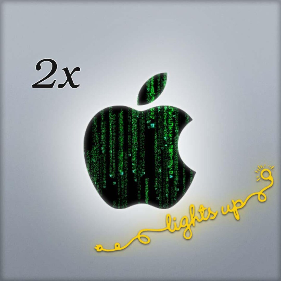 Apple MacBook Decal Apple Logo MacBook Sticker Black Green GLOWING ...
