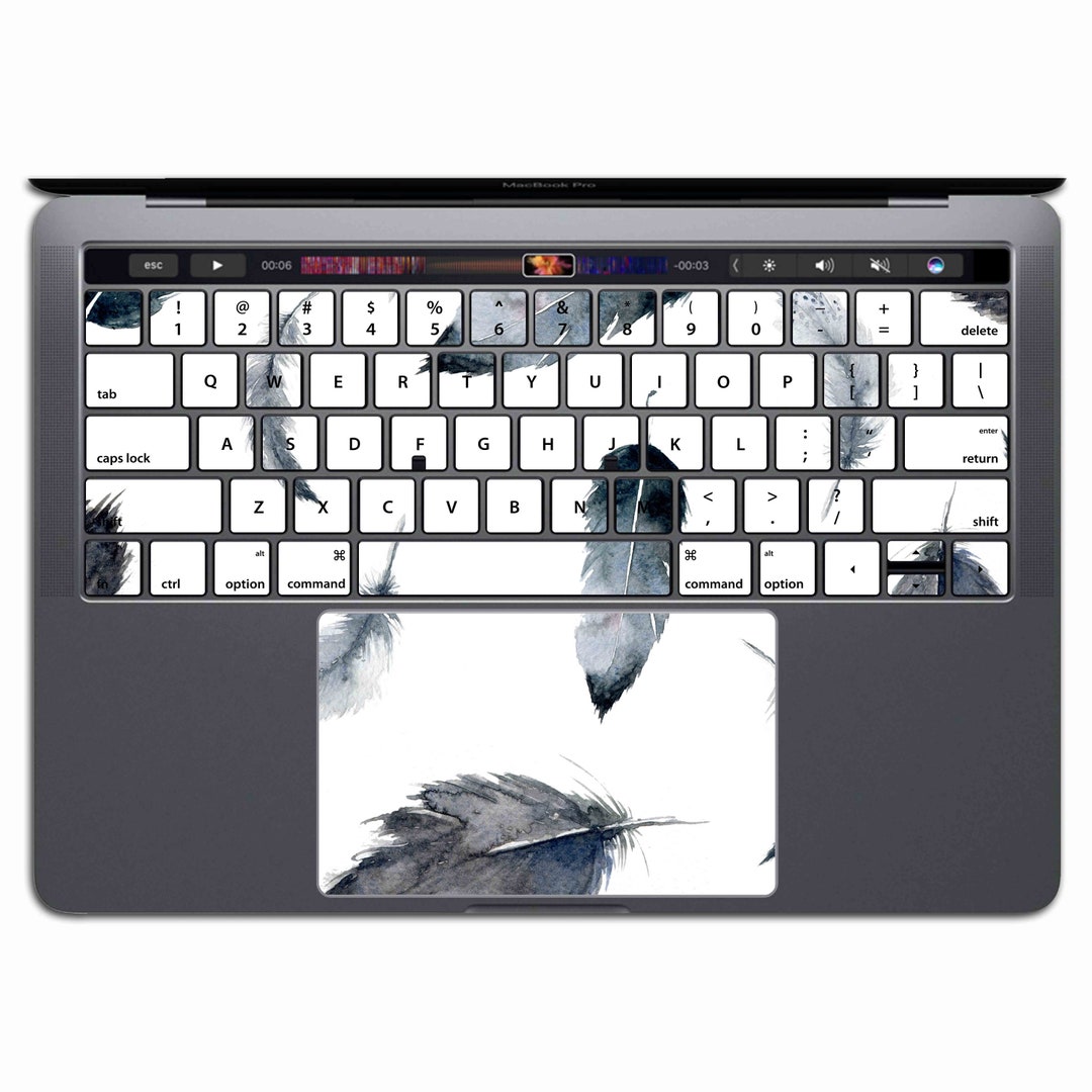 Feather MacBook Keyboard Stickers Black MacBook Keyboard Decal White ...
