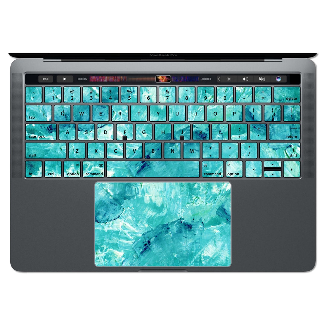 MacBook Keyboard Sticker Blue MacBook Decal Watercolor Art MacBook ...