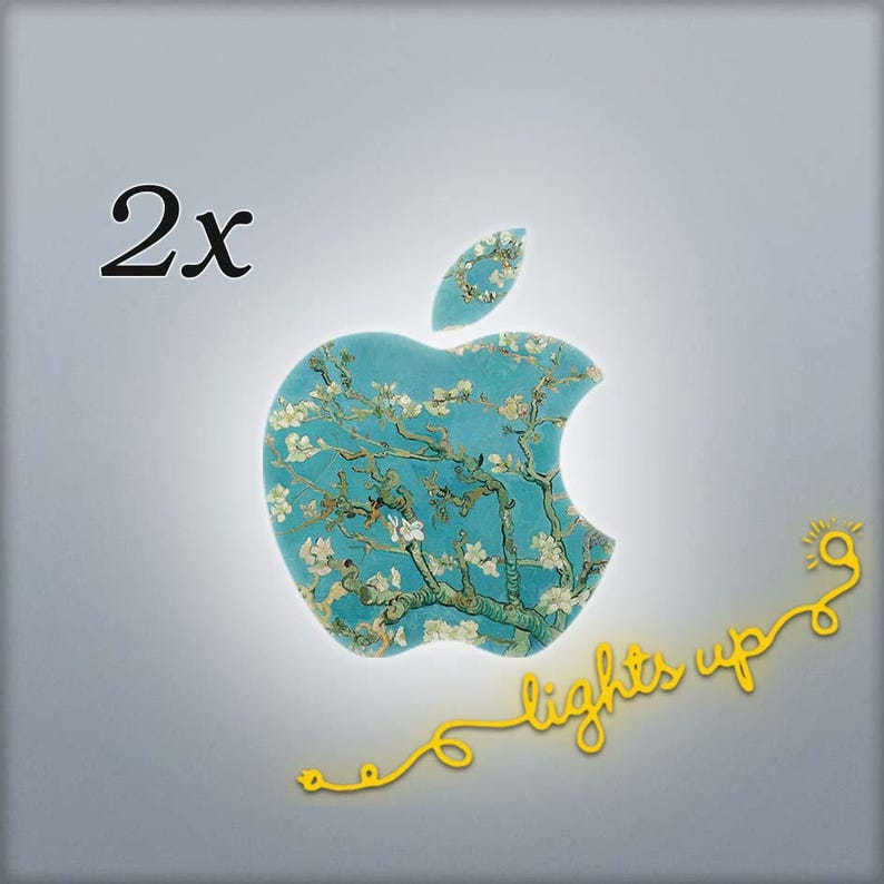 Apple MacBook Decal Apple Logo MacBook Sticker GLOWING Almond Blossom ...