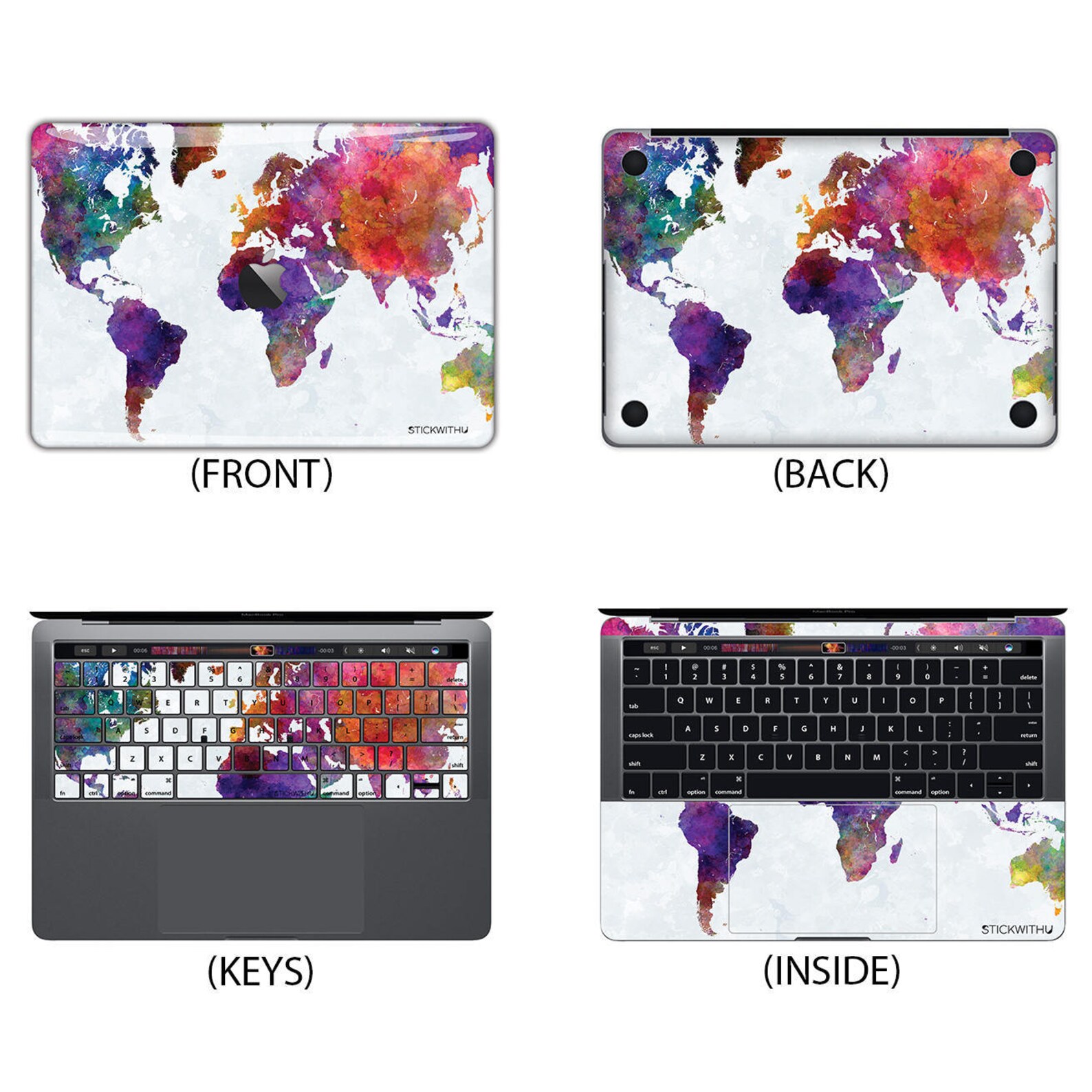 Rainbow Macbook Skin Map Macbook Decal Macbook Sticker World - Etsy