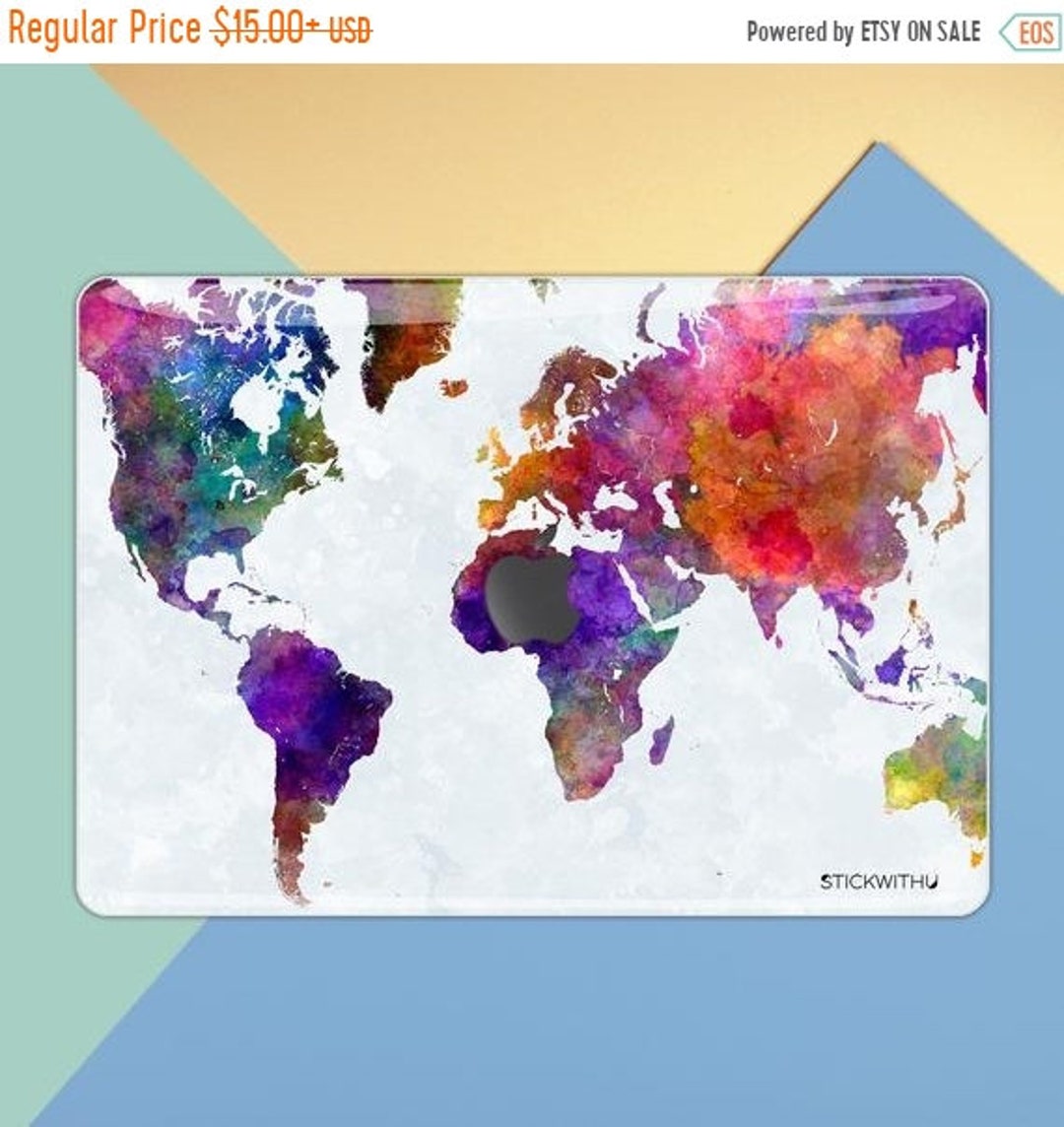 Rainbow MacBook Skin Map MacBook Decal MacBook Sticker World Map ...