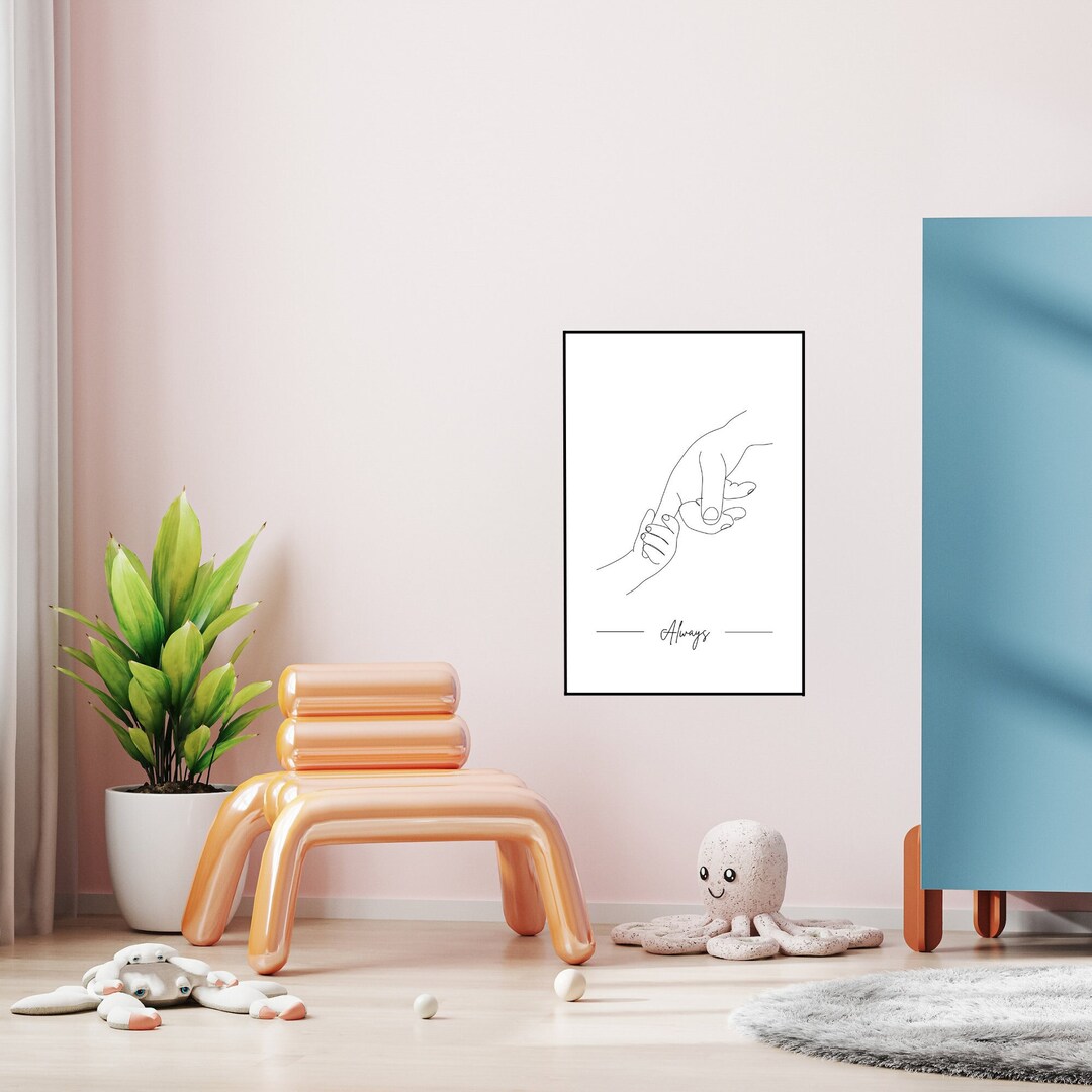 Holding Baby Hand Line Art | Nursery Wall Art | Hand Line Drawing ...