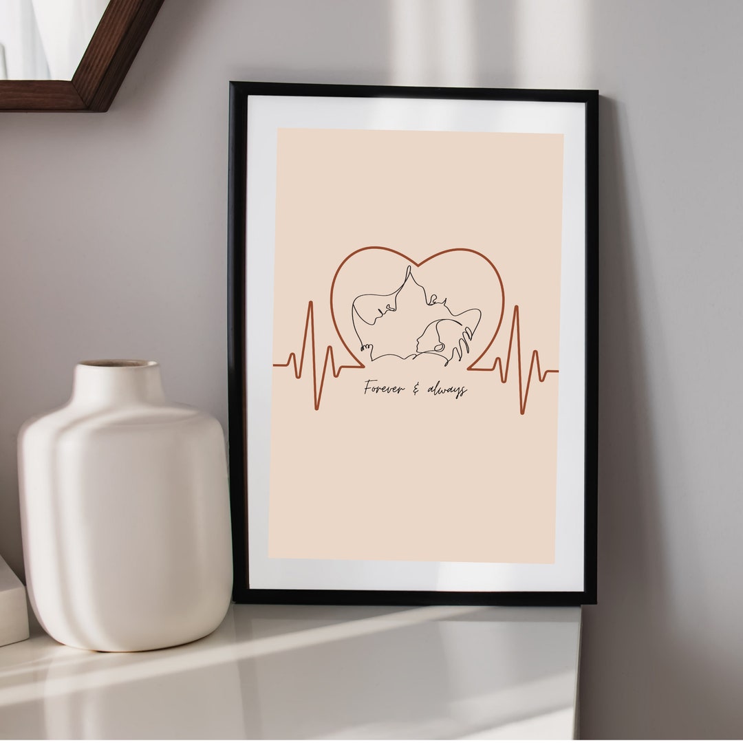 Family Wall Art | Family of 3 Line Art | Forever and Always | Baby ...