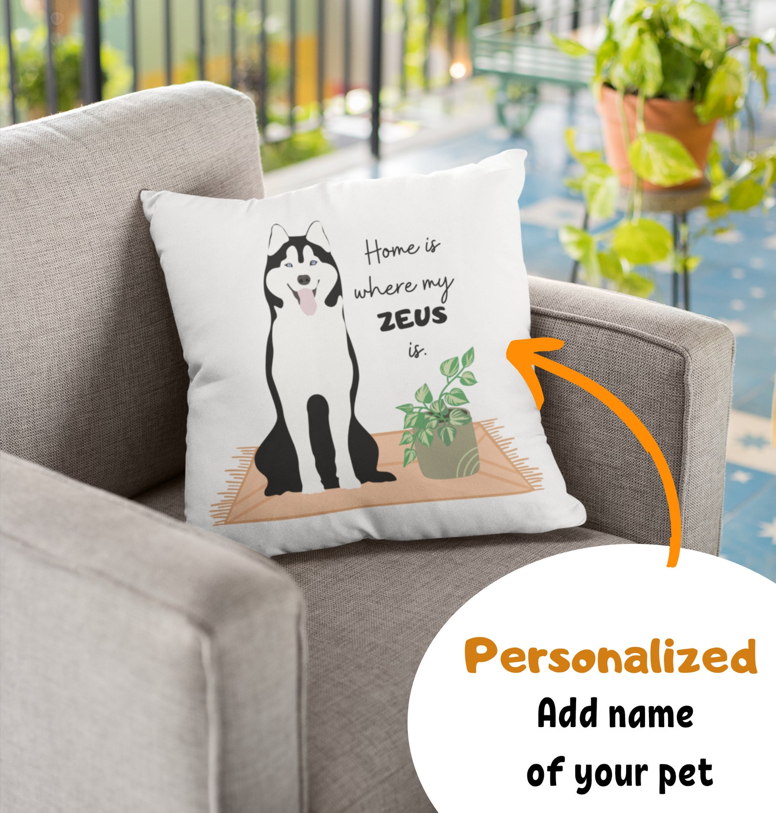 Personalized Siberian Husky Pillow, Custom Dog Pillow, Gift for Dog ...