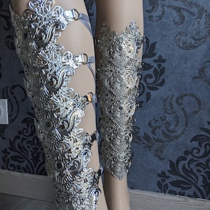 Legs Armor, Shin Guards, Legs Accessories, High Knee, Silver Metal (set ...