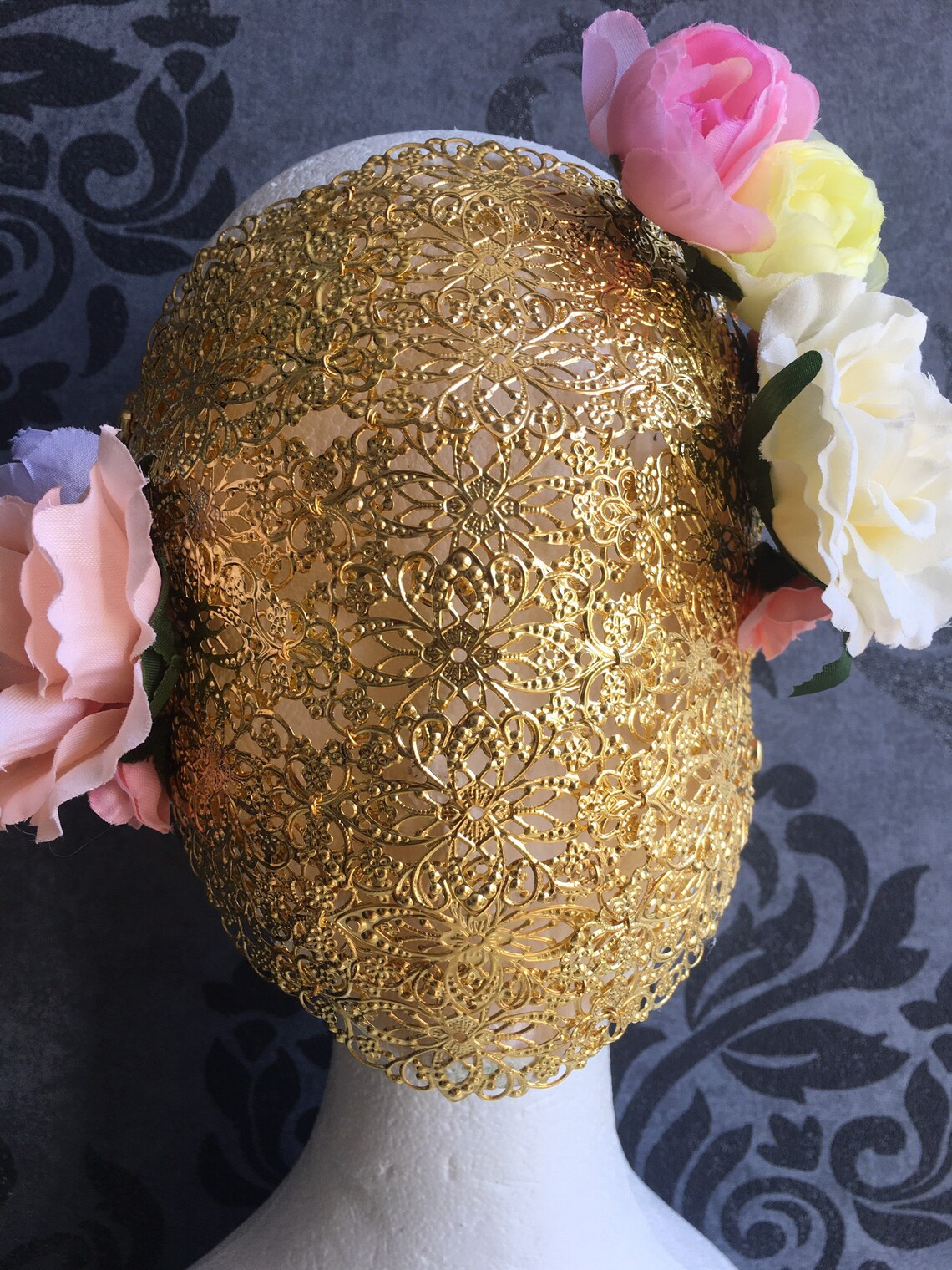 Semi-blind Mask, Gold Metal Lace, Full Face Mask With Decorative ...
