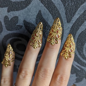 Gold Claw Ring, Nail Ring Claw, Finger Nail Armor, Wudu Press on Nails ...