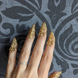 Gold Claw Ring, Nail Ring Claw, Finger Nail Armor, Wudu Press on Nails ...