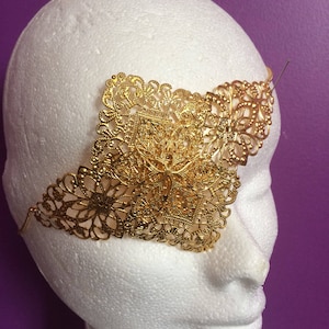 Gold Metal Eye Patch, Pirate Eye Patch, Steampunk Face Piece, Half Mask ...
