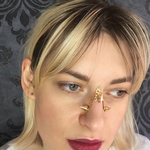 Spiked Jewel Nose Bridge Cuff, No Piercing, Nose Cuff, Nose Chain, Nose ...