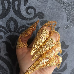 Gold Full Finger Armor Nail Claws Ring Articulated, Knuckle Ring, Claws ...