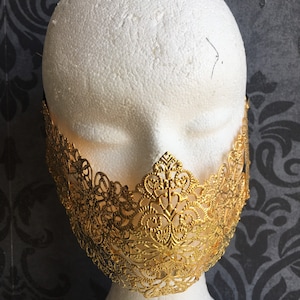 Half Metal Mask, Cage Mask, Lower Face Mask, Mute Metal Lace Mask: Gold ...