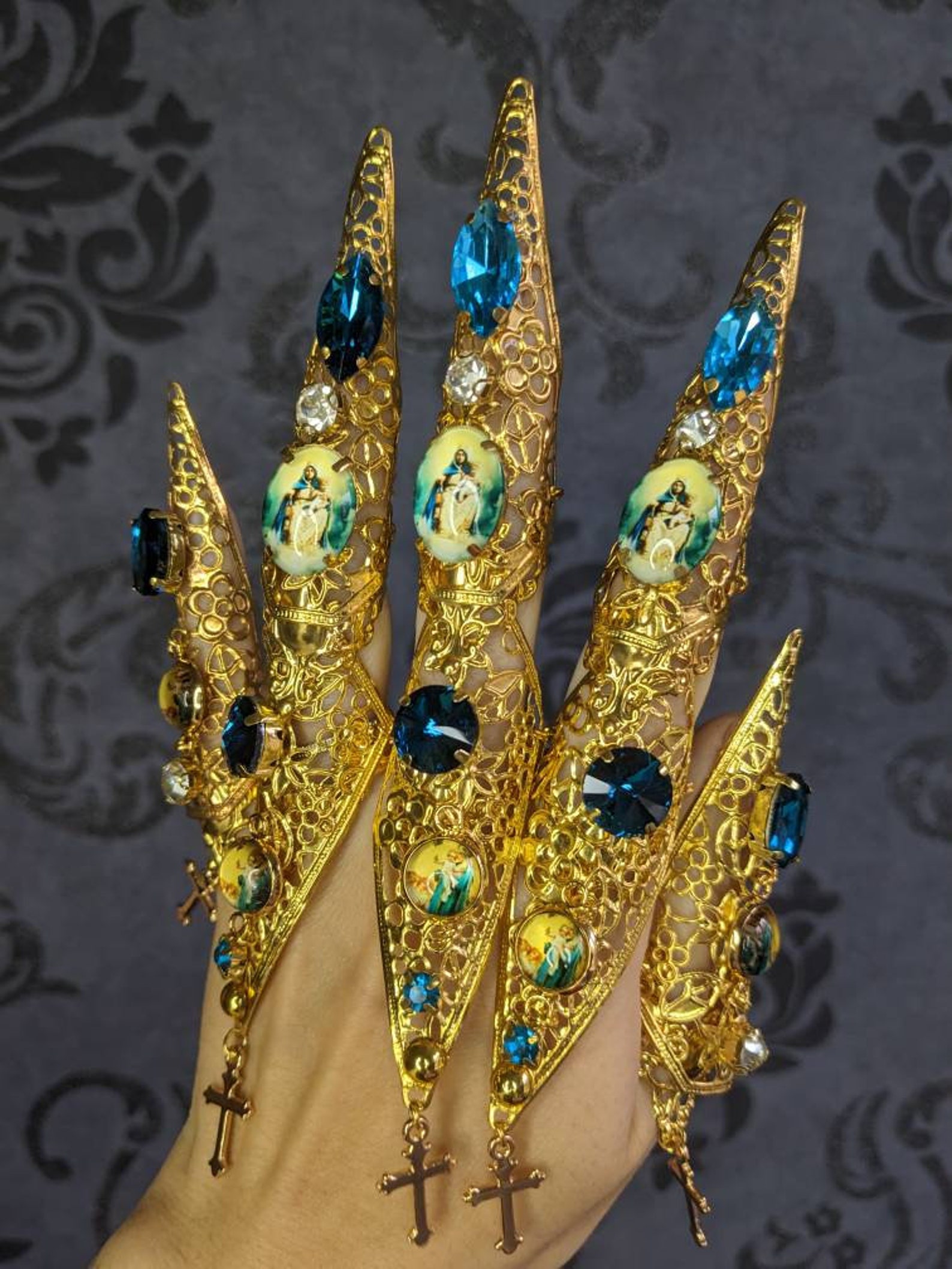 One Hand (hand Armor Jewel) and 5 Articulated Full Finger Armor Rings ...