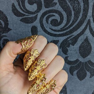 Gold Claw Ring, Nail Ring Claw, Finger Nail Armor, Wudu Press on Nails ...
