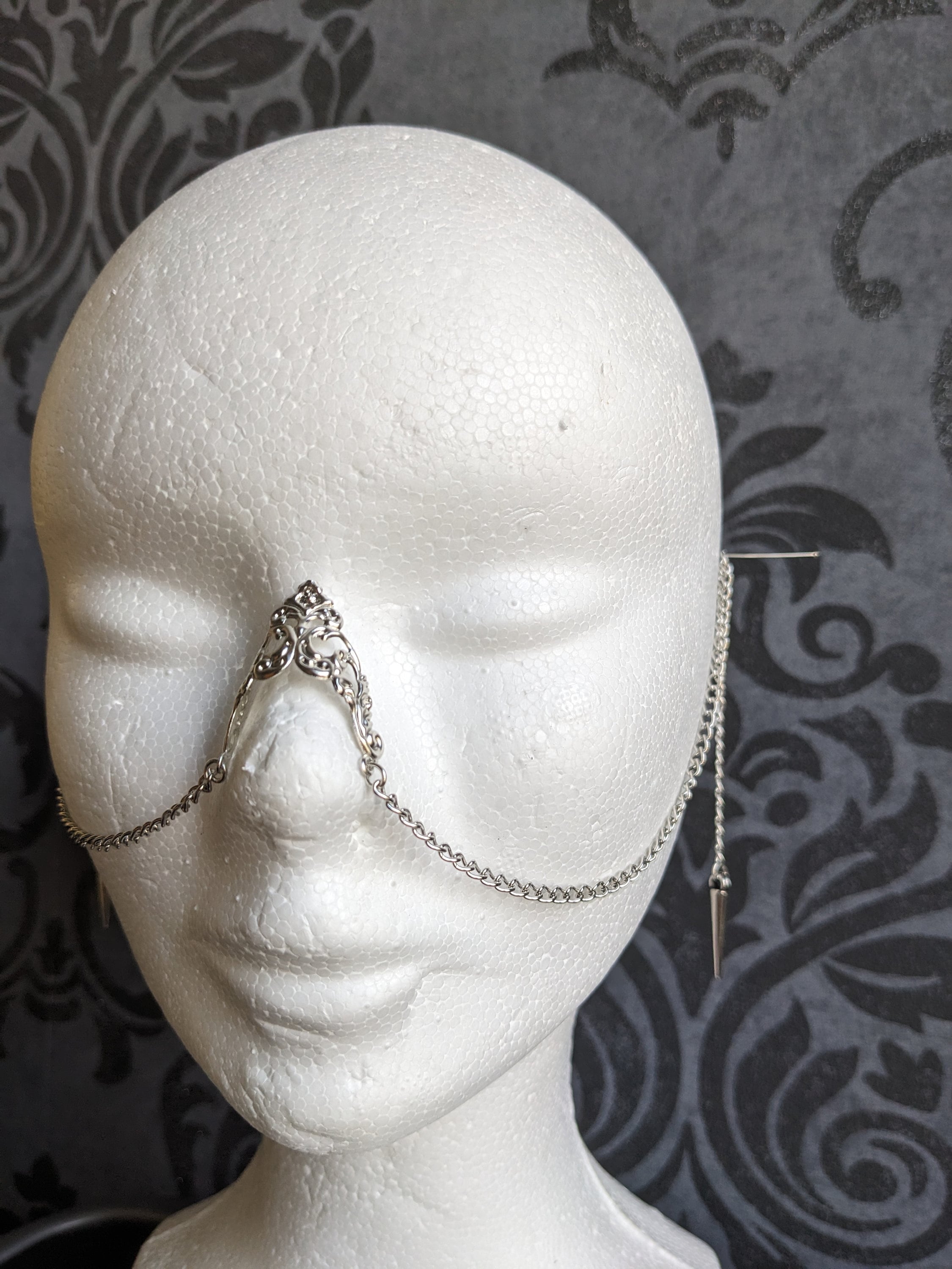 Nose Bridge Cuff, Without Piercing, Face Harness Jewel in Chains: Gold ...