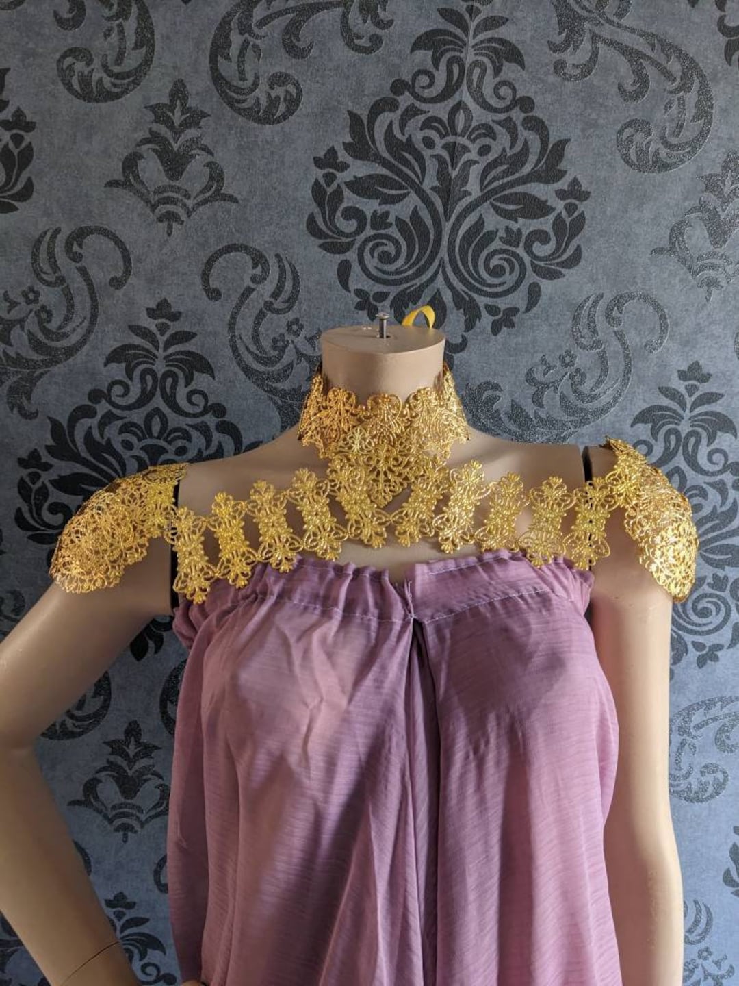 Shoulder Armor, Choker Necklace Armor, Gold Pauldron, Metal Lace Throat ...