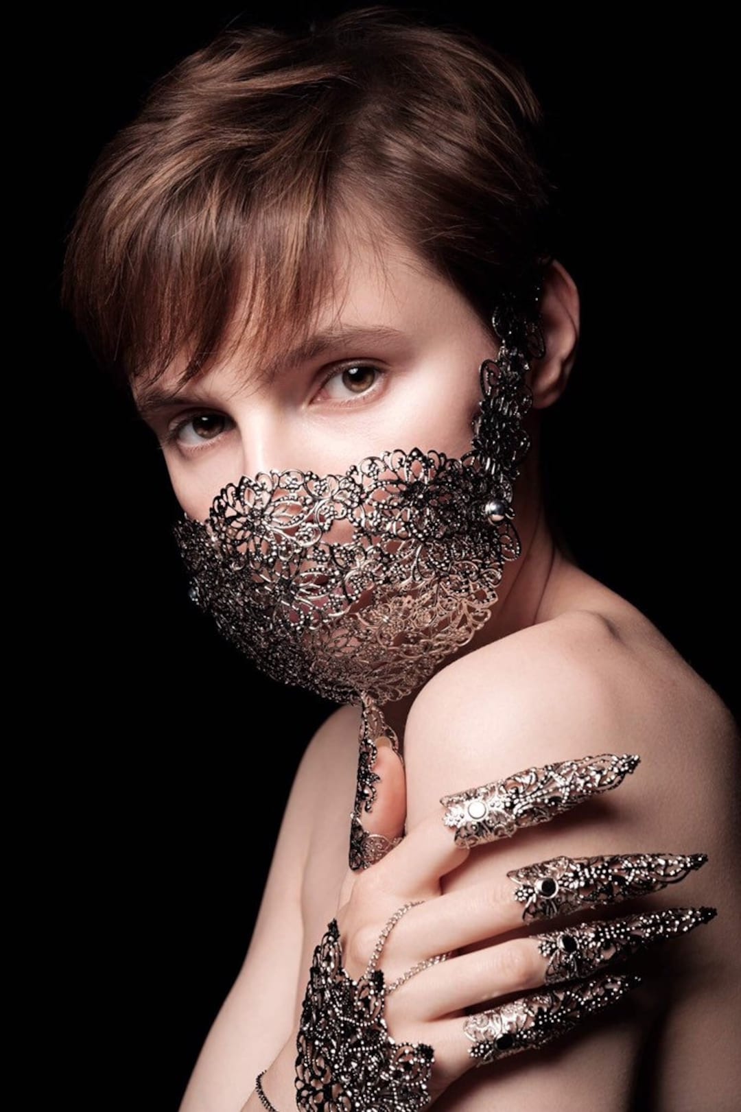Mute Half Mask for Silver, Lower Face Mask, Metal Lace, Cage Mask - Etsy