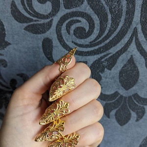 Gold Claw Ring, Nail Ring Claw, Finger Nail Armor, Wudu Press on Nails ...