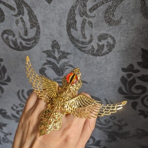Biblically Accurate Angel: Winged Eye Finger Armor Ring Gold, Angel ...