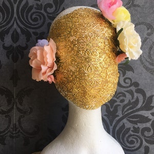 Semi-blind Mask, Gold Metal Lace, Full Face Mask With Decorative ...