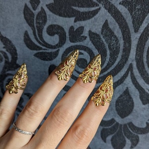 Gold Claw Ring, Nail Ring Claw, Finger Nail Armor, Wudu Press on Nails ...