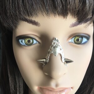 Spiked Jewel Nose Bridge Cuff, No Piercing, Nose Cuff, Nose Chain, Nose ...