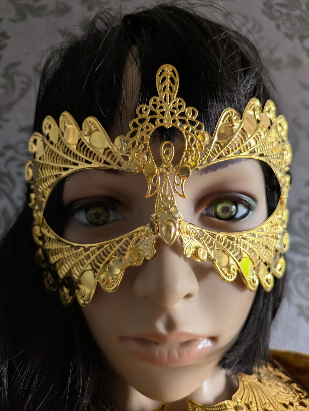Gold Winged Face Mask, Festival Mask, Masquerade Ball Accessory, Modern ...