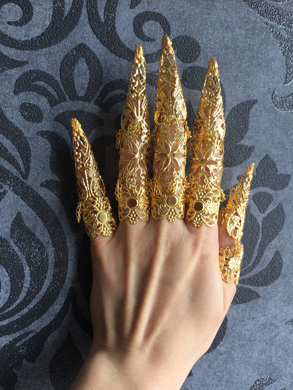 Fingers Armor Gold Nails Claws Metal Set Style 1 long - Etsy