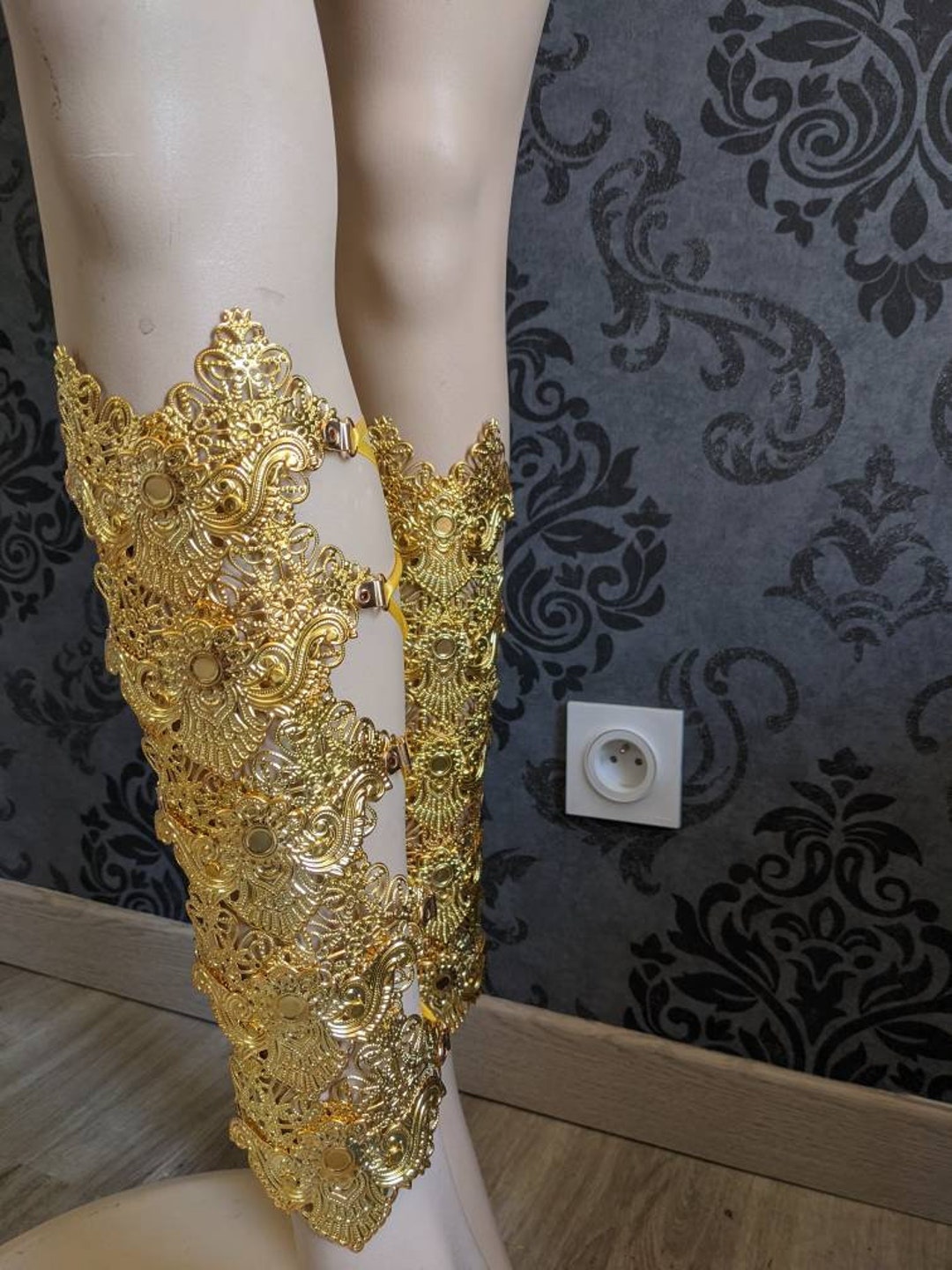 Legs Armor, Shin Guards, Legs Accessories, High Knee, Gold-colored ...