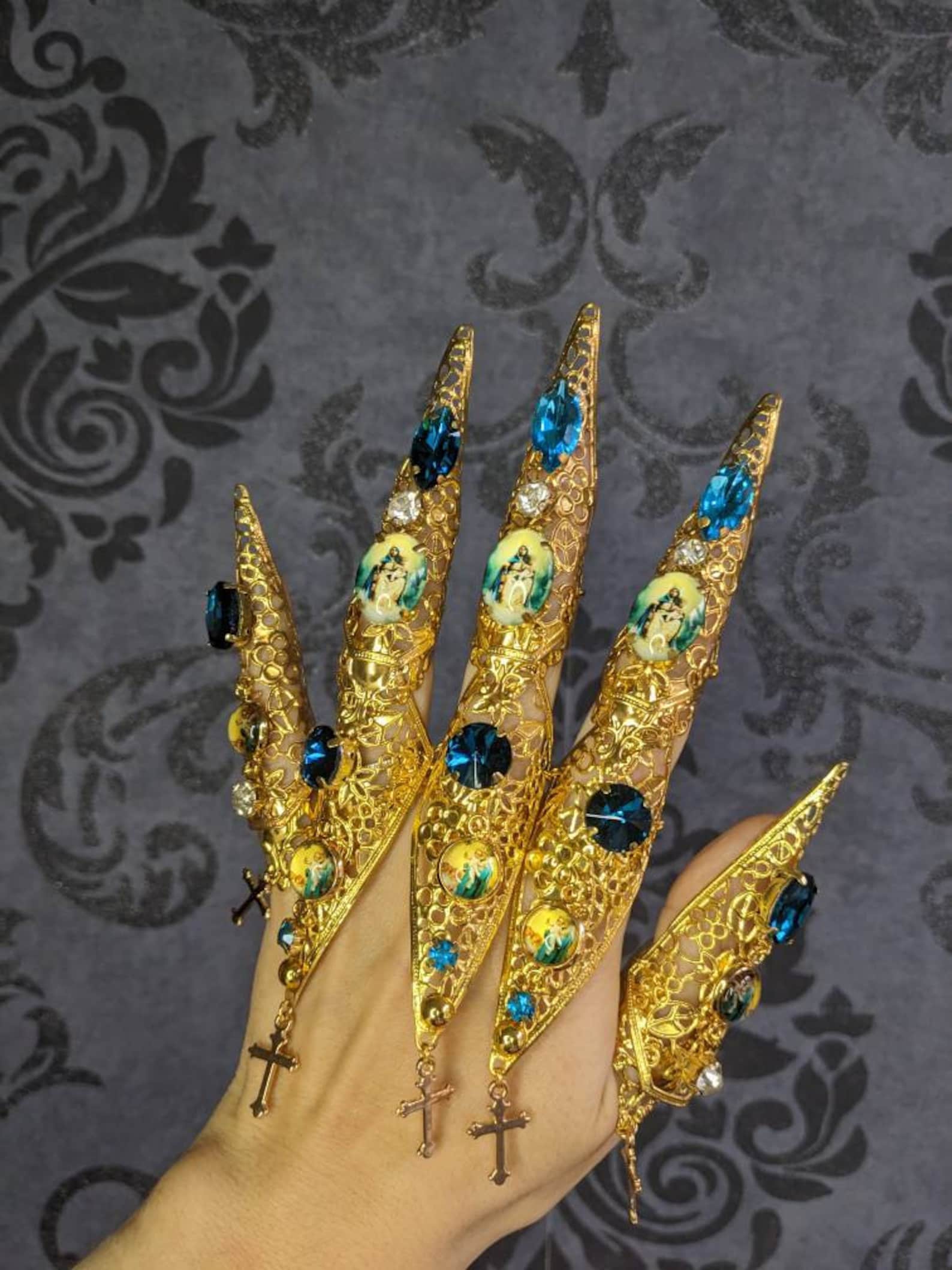 One Hand (hand Armor Jewel) and 5 Articulated Full Finger Armor Rings ...